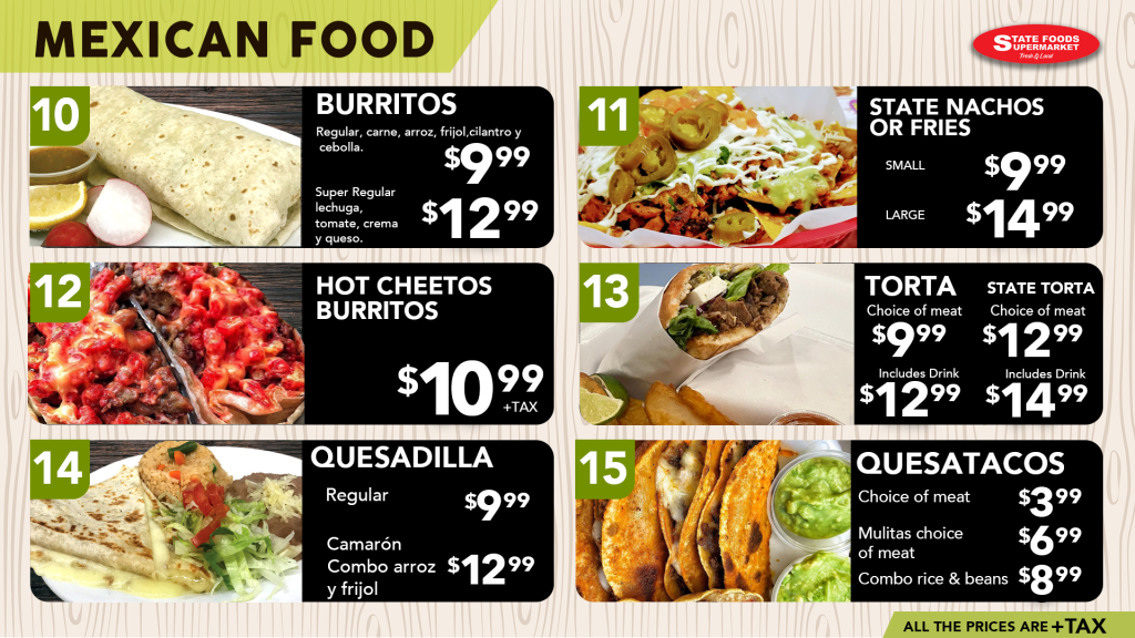 Madera Menu | State Foods Supermarket