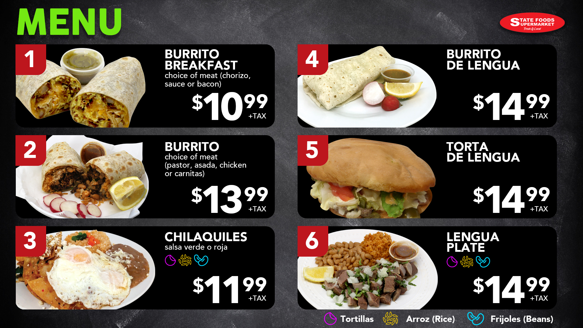 Madera Menu | State Foods Supermarket