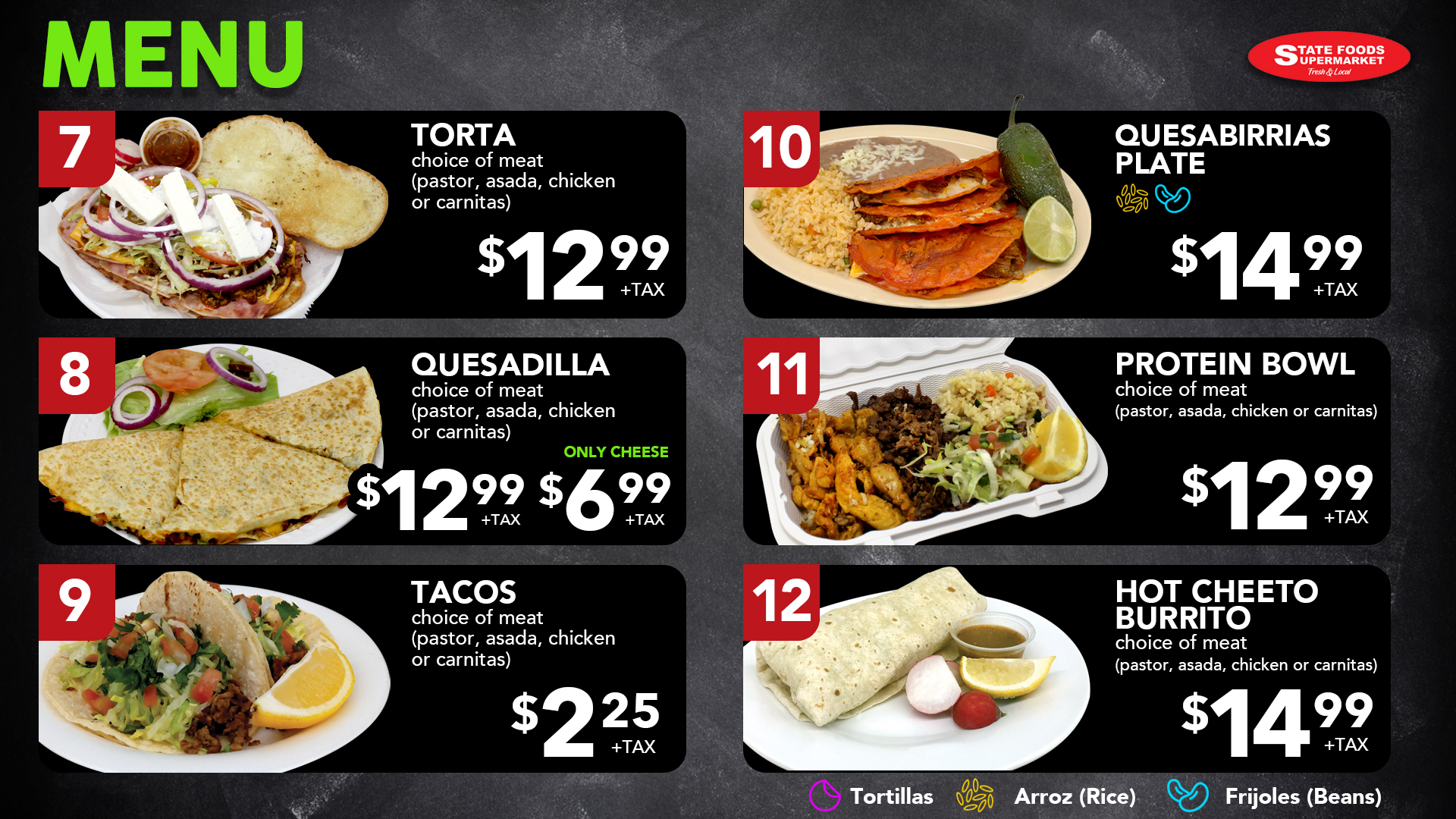 Madera Menu | State Foods Supermarket
